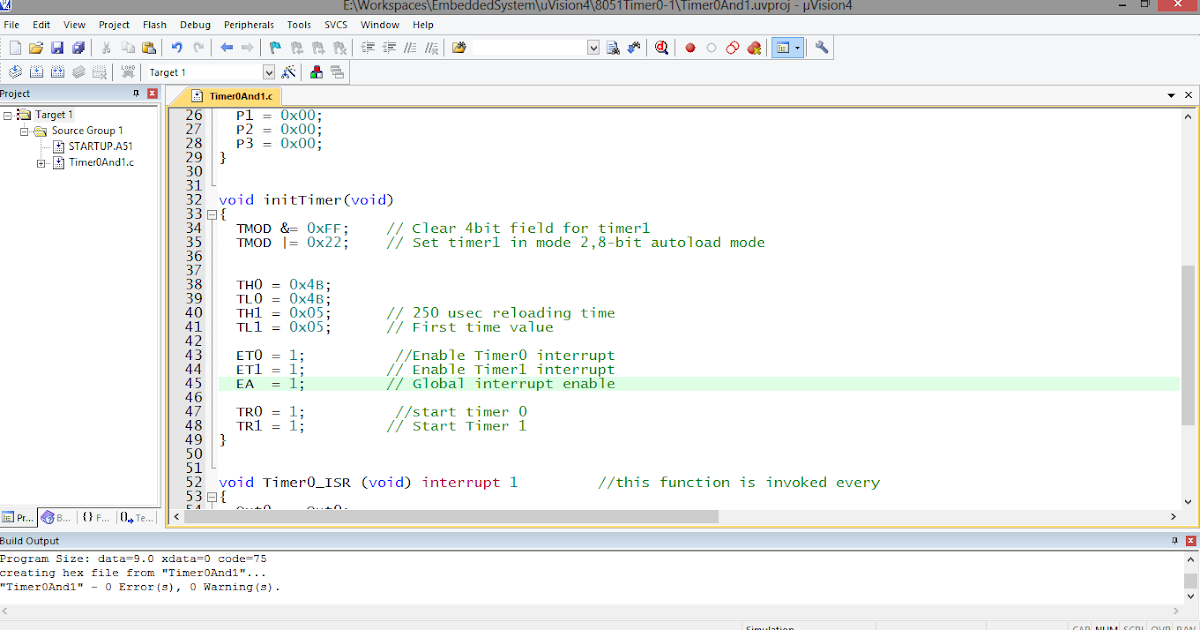 Just for Fun: 8051(AT89C51) Timer0 and Timer1 Code + Proteus simulation