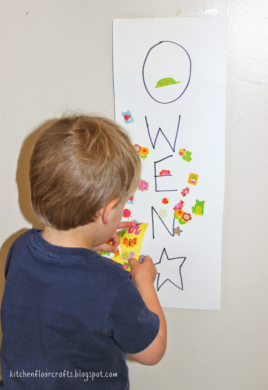 Kitchen Floor Crafts: Alphabet Sticker Sort