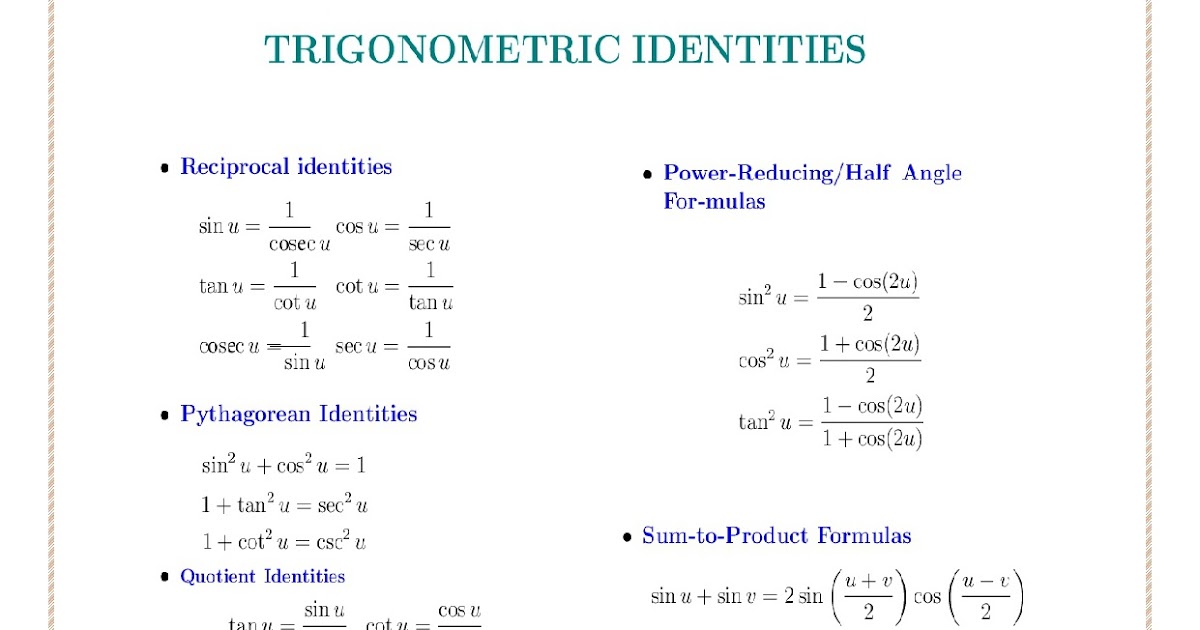 Physics Wood: BASIC TRIGONOMETRIC IDENTITIES