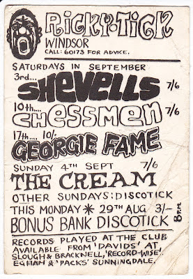 Monkey Picks: RICKY TICK CLUB, WINDSOR. COLLECTION OF FLYERS 1965-1966