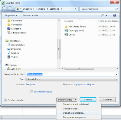 témporaExcel: Guardar archivos en Excel