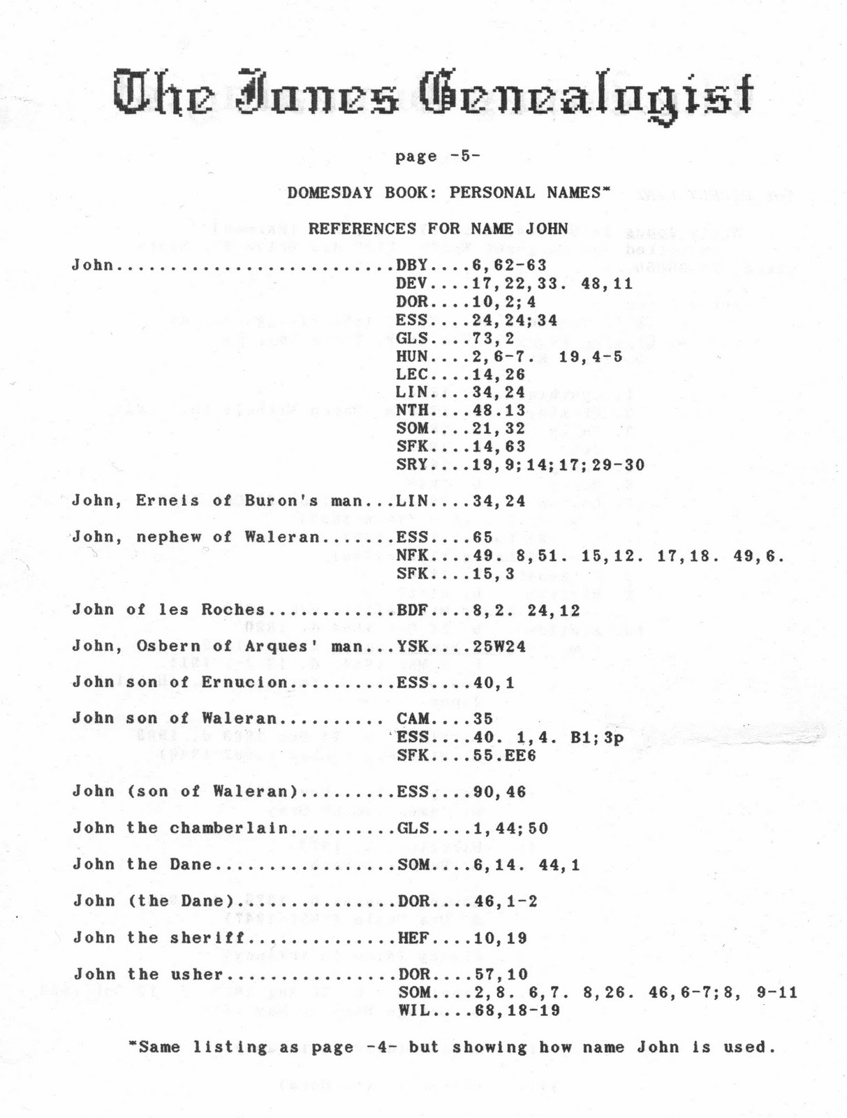 The Jones Surname: The Domesday Book and John