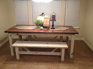 Rustic Nail : Farm style kitchen table and benches to match