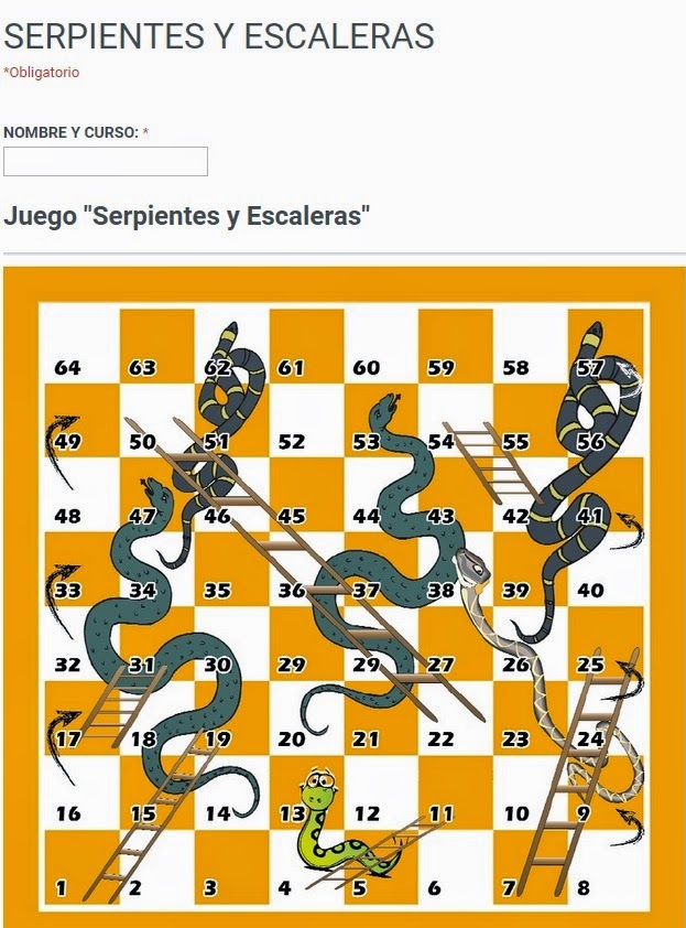 Ceip Ramón y Cajal: JUEGO DE "SERPIENTES Y ESCALERAS"