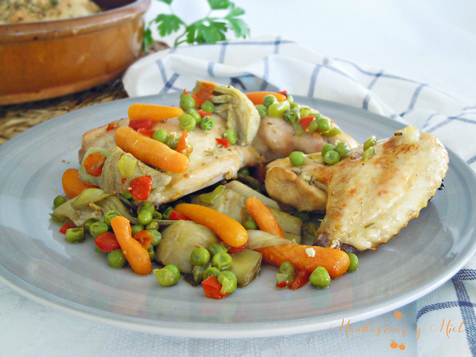 Pollo al horno con verduras | Mandarinas y miel