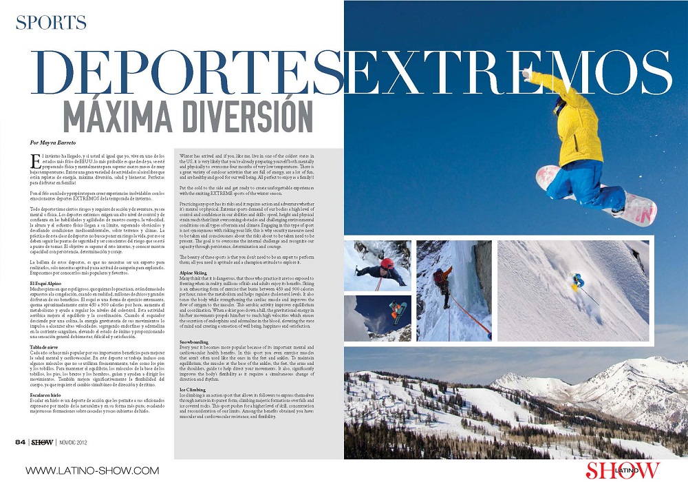 LATINO SHOW MAGAZINE: EXTREME SPORTS MOST FUN