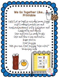 We Go Together Like... Printable ~ Preschool Printables