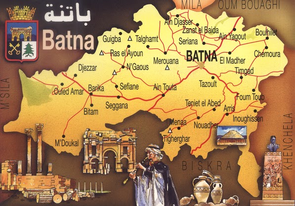 Omran Elmajdoub Postcards, Stamps, Covers and Sheets.: MAP OF BATNA ...