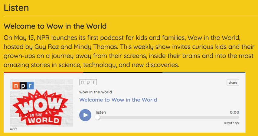 The Library Voice: WOW In The World....A New Podcast For Our Kids From NPR!