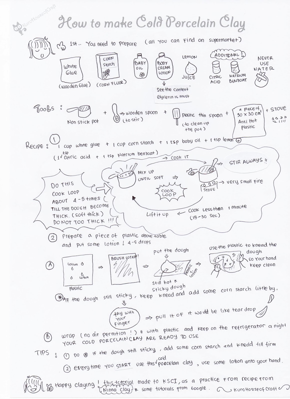 KuroHouse of Craft: Tutorial How to make Cold Porcelain Clay