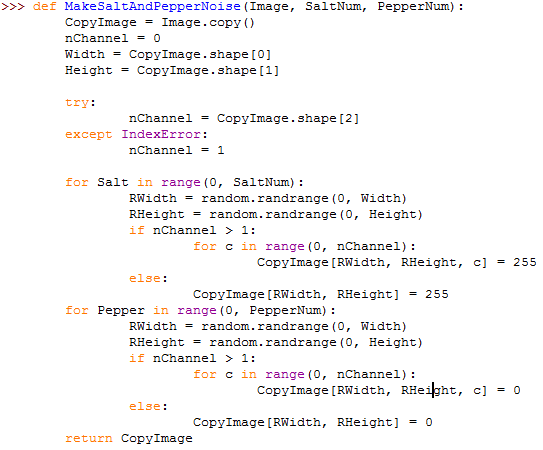 Codegenerater Opencv Python Test Median Blur By Using Saltandpepper Noise
