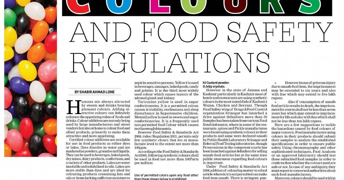 FOOD SAFETY LATEST: Colours and Food Safety Regulations