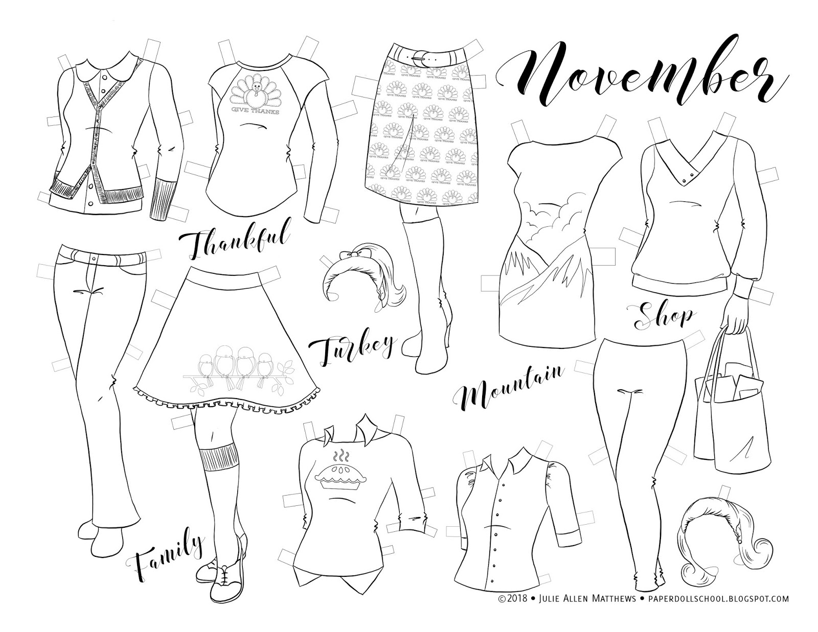 Paper Doll School: November Paper Doll - Set 4