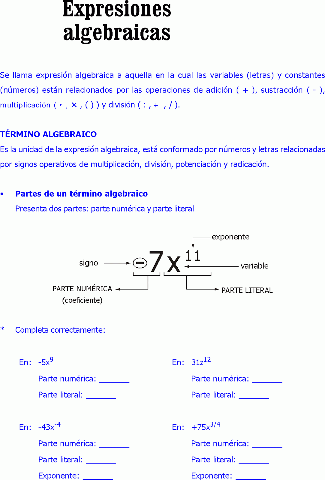 EJERCICIOS DE ÁLGEBRA MATEMÁTICA DE SEXTO GRADO DE PRIMARIA O BÁSICO PDF