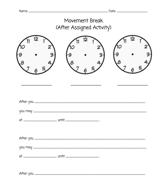 Just Sharing... with KV: Check-In and Movement Break Schedule Templates