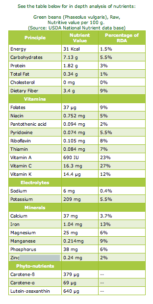 Beasley Farm of Brooksville: Green Beans Nutrition