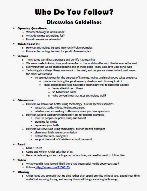 Look to Him and be Radiant: Who Do You Follow? Youth Group Lesson