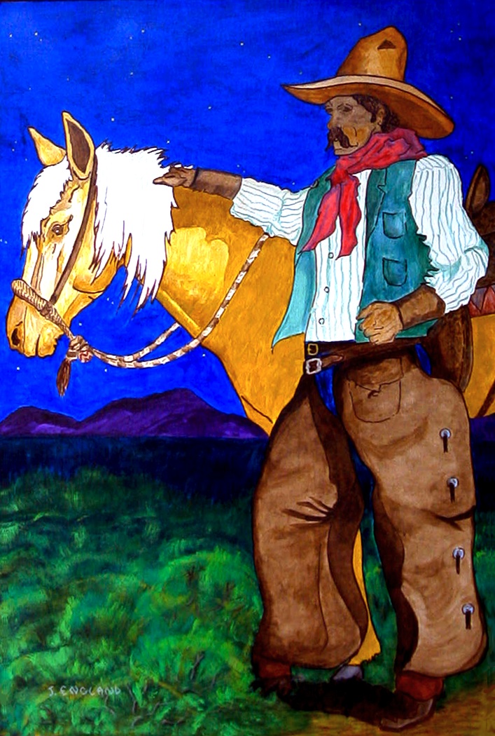 A drifting cowboy: Cowboy Chic -- Folk art acrylic paintings