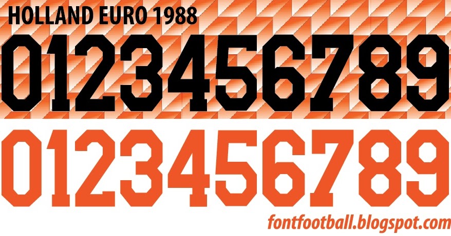 FONT FOOTBALL: Font Vector Holland Euro 1988 kit