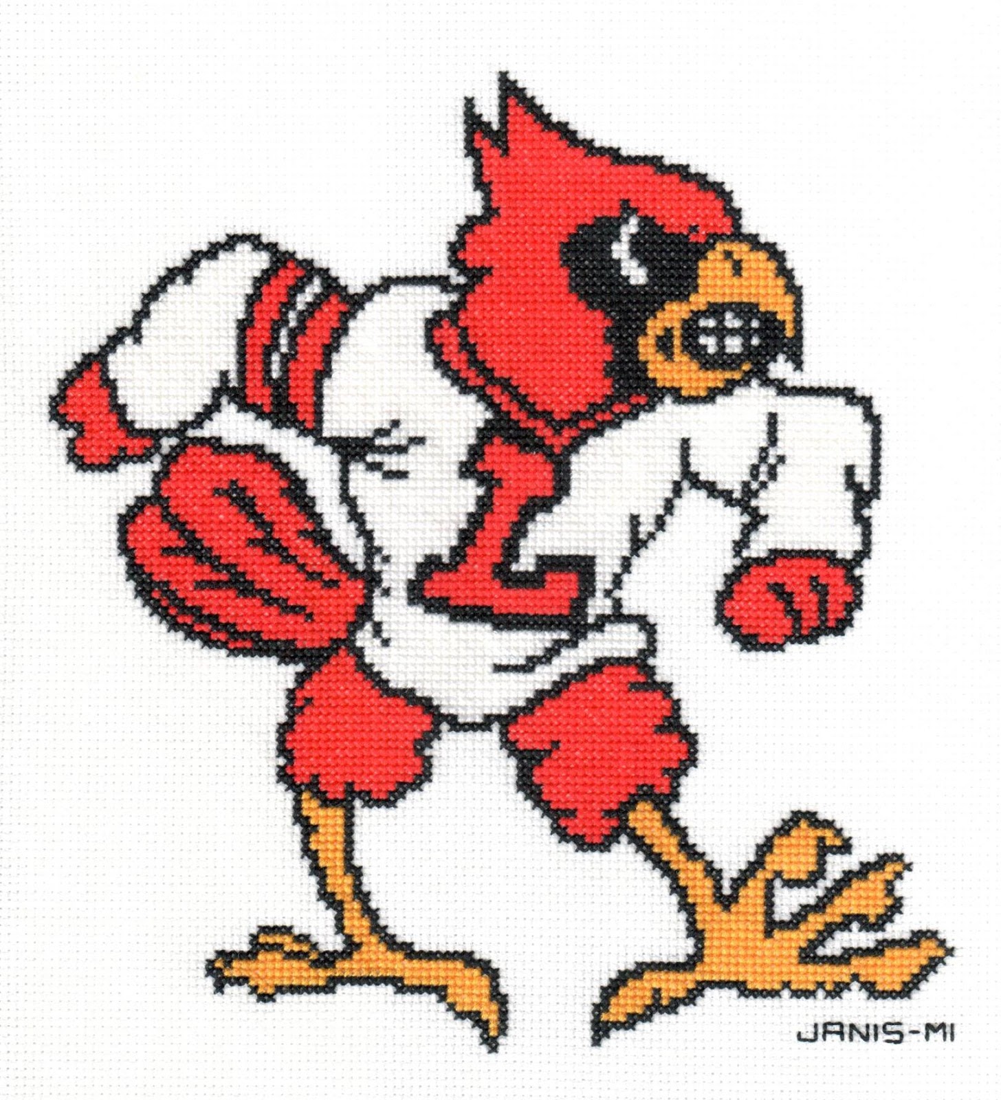 EASY PATTERNS: University of Louisville Cardinals cross-stitch pattern