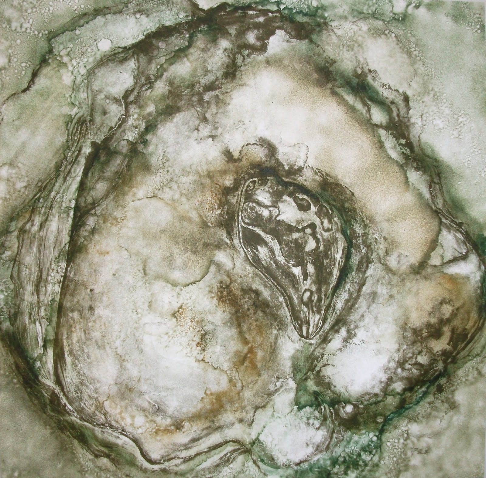 Megan Dunleavy Artist: Natural Form - Green Series (Mono & Litho Print)