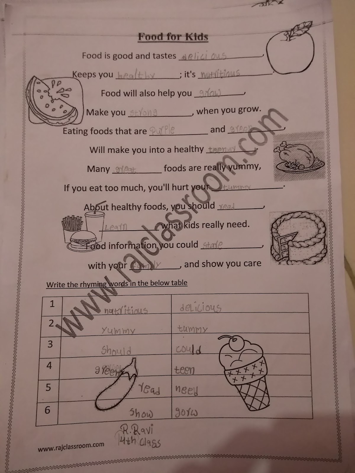 Healthy Food- Speaking and Writing Activity