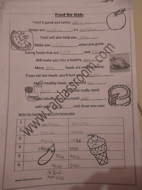 Healthy Food- Speaking and Writing Activity