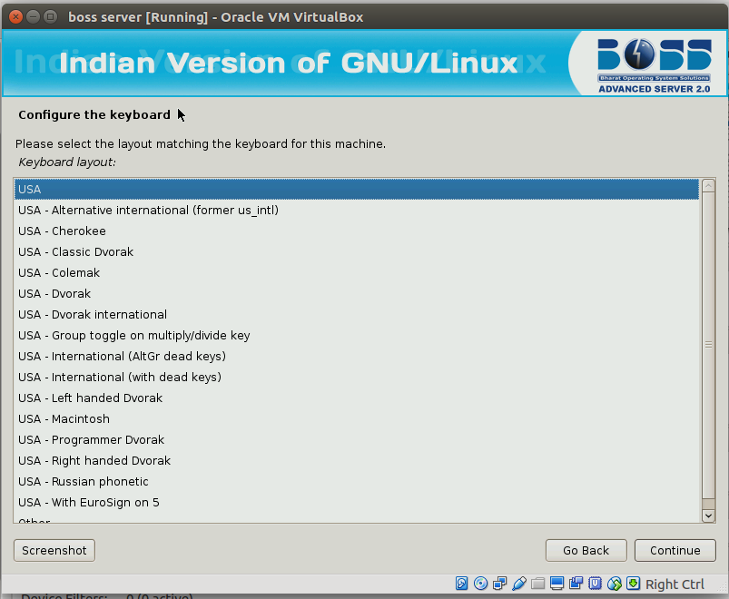 MELIORATE: BOSS Advanced server : Installation screenshots