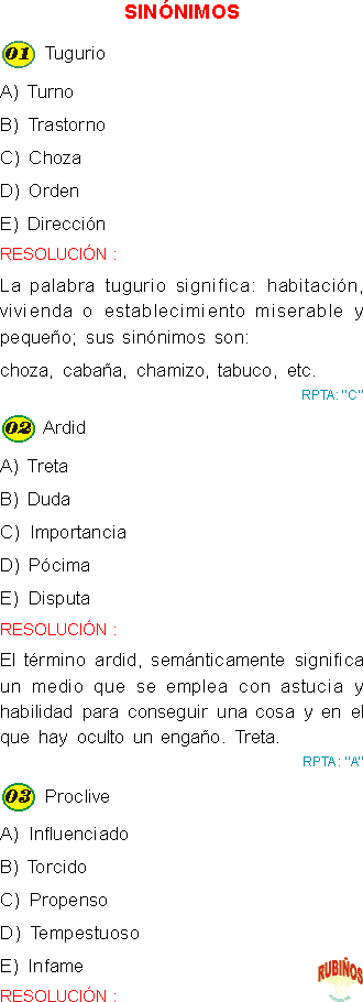 SINÓNIMOS PRUEBA DESARROLLADA-EJERCICIOS RESUELTOS DE HABILIDAD-APTITUD ...
