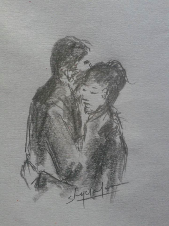 Love hugging drawing - SHIJU M DRAWINGS