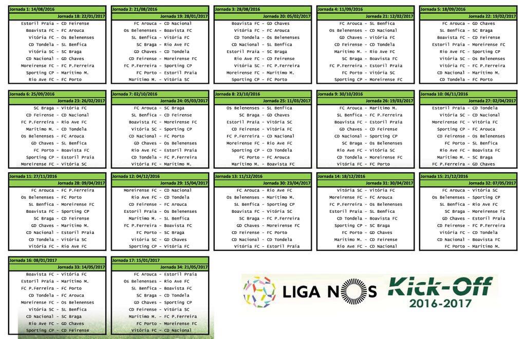 O futebol para todos: Calendário da Liga NOS 2016-17
