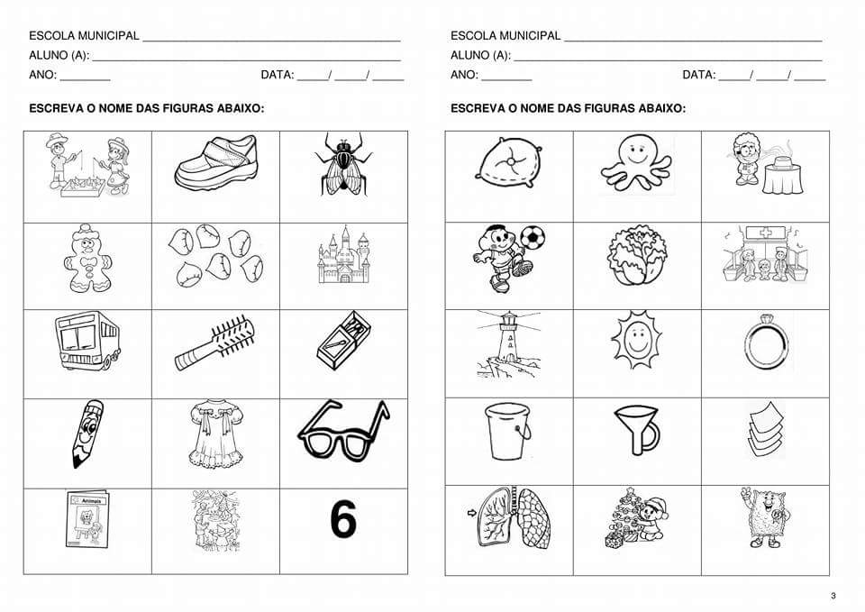 Escrita espontânea ~ Atividades para baixar