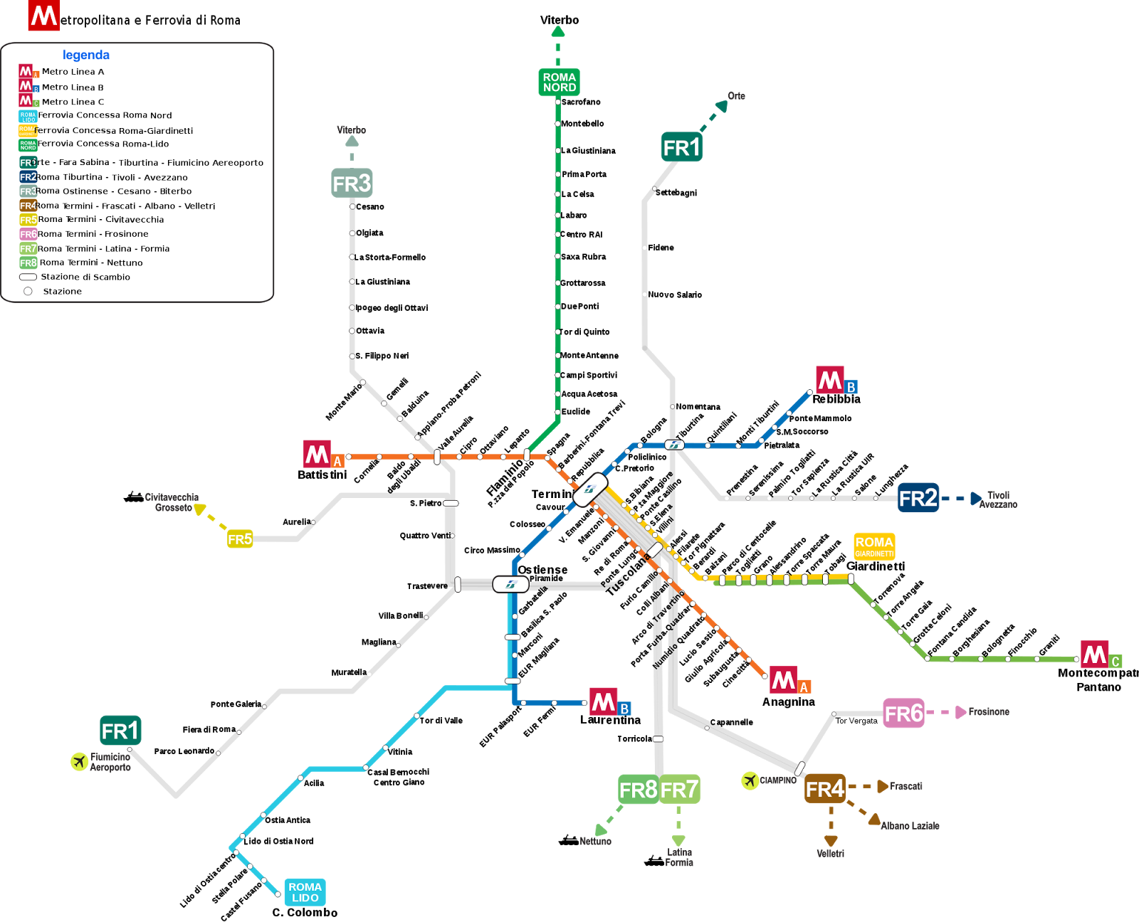 Rome Train And Metro Map - United States Map