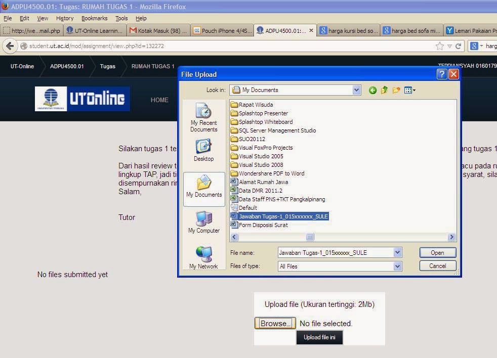 Langkah Kirim Tugas Tutorial Online (Tuton) UT | Universitas Terbuka ...