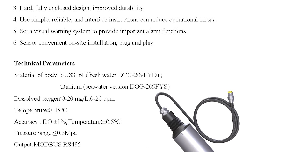 DOG-209FYD(S) RS485 Modbus Fluorescence Optical Dissolved Oxygen Sensor