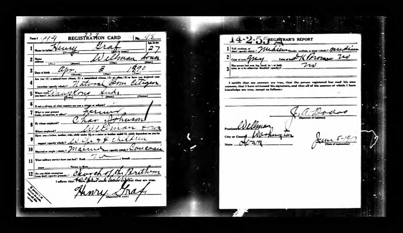 Journey to the Past: WWI Draft Registration of Henry Graf