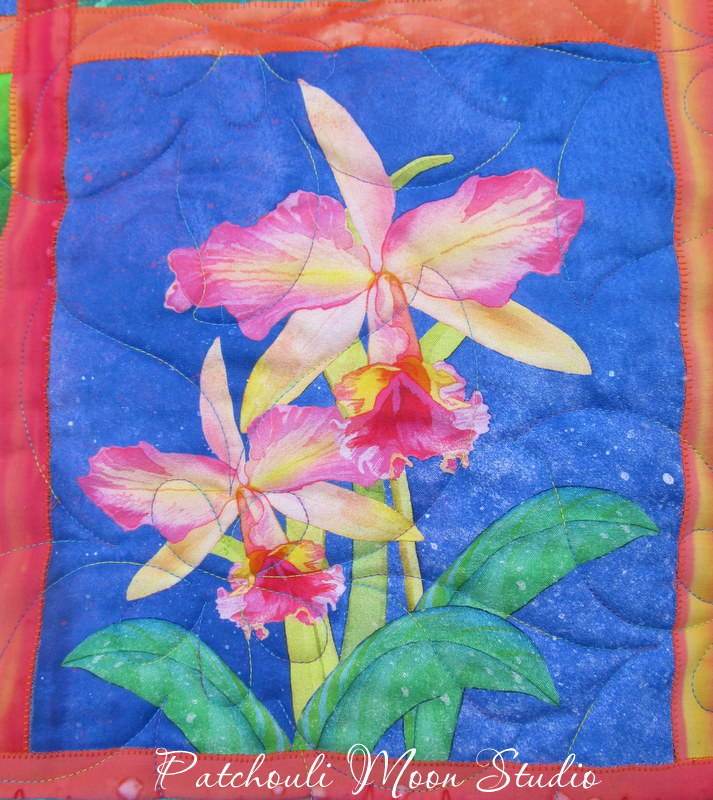 Patchouli Moon Studio: Tropical Flowers Lap Quilt