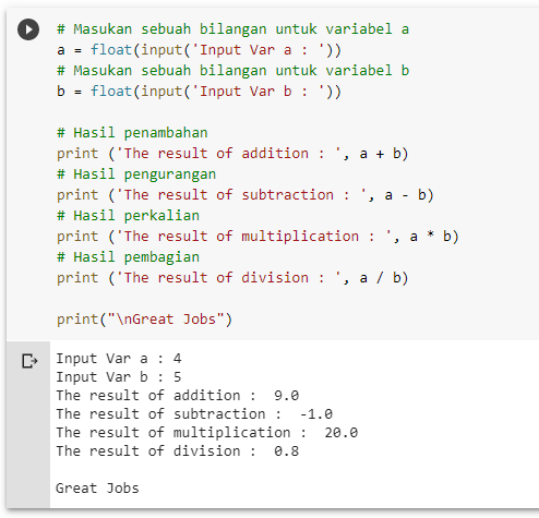 Die Santo Blog: Belajar Python : Operator Aritmatika