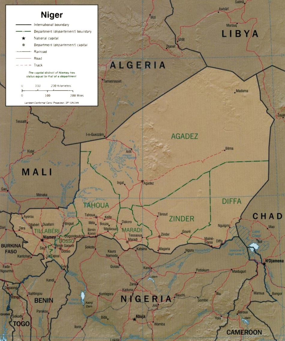 Niger - Hartat gjeografike në Niger - Shqipëria Express