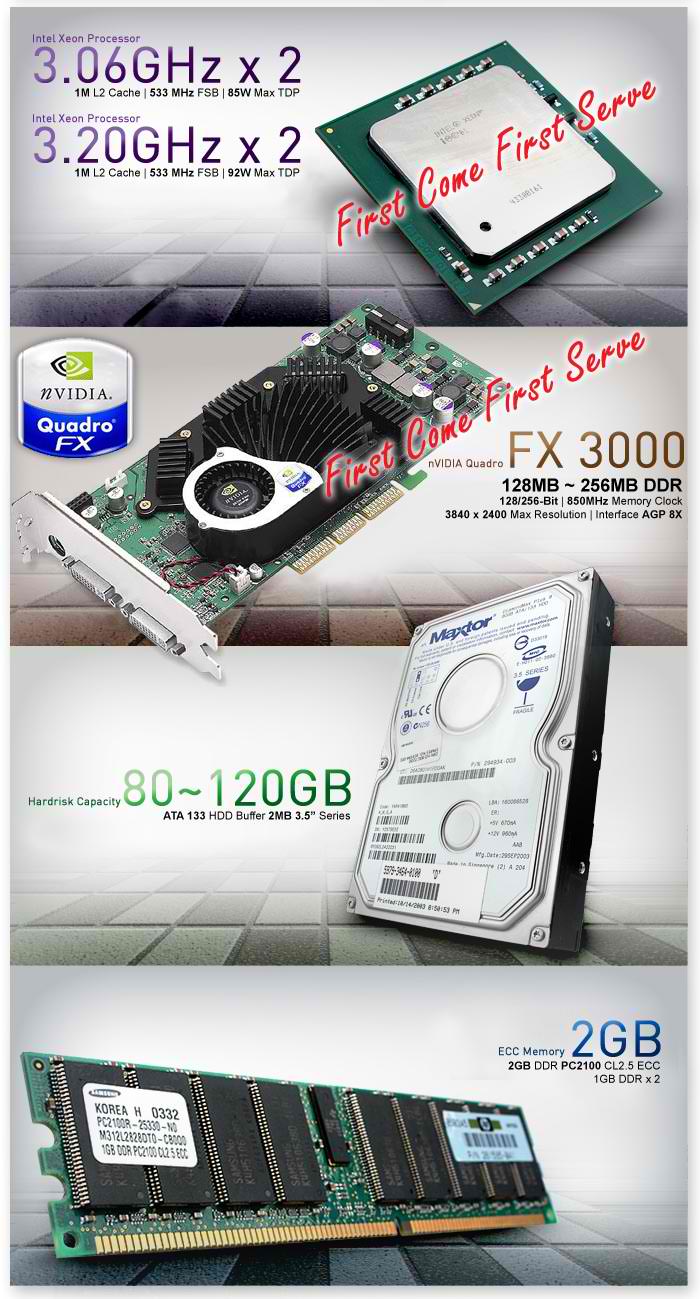 DUAL PROCESSOR HP Workstation XW8000 Intel Xeon Prestonia 3.06GHz x 2 ...