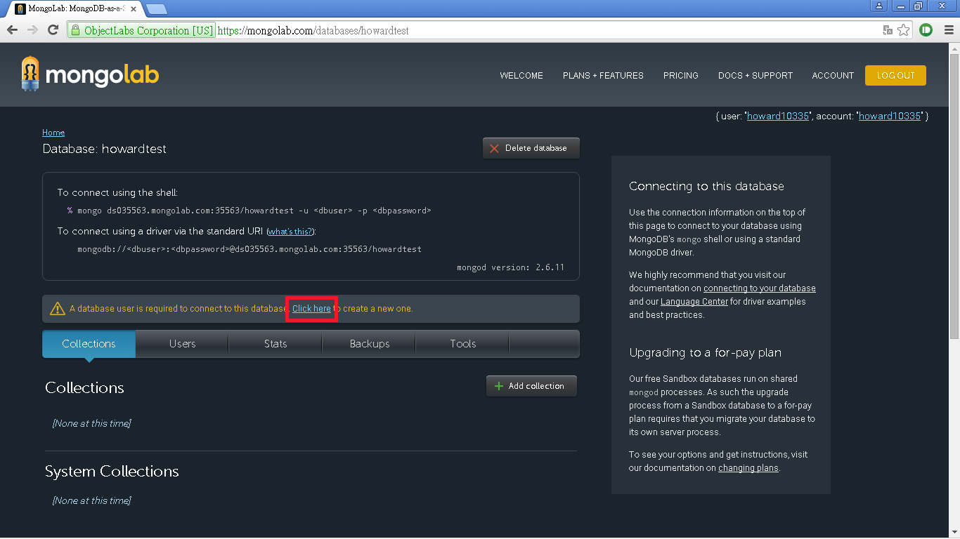好癢的學習筆記: [Node.js]mongolab & mongodb 初探
