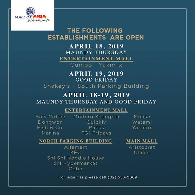 Manila Shopper: Holy Week 2019 Supermarket / Mall Hours, Coffee Shops ...