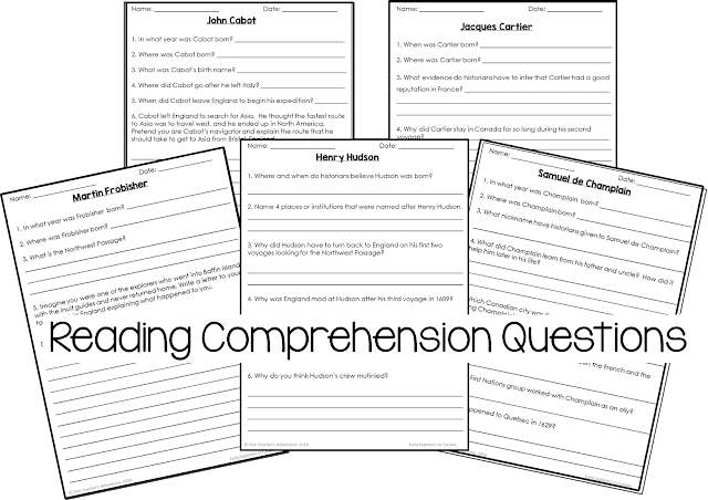 Early Explorers to Canada Unit - Cabot, Cartier, Frobisher, Champlain ...