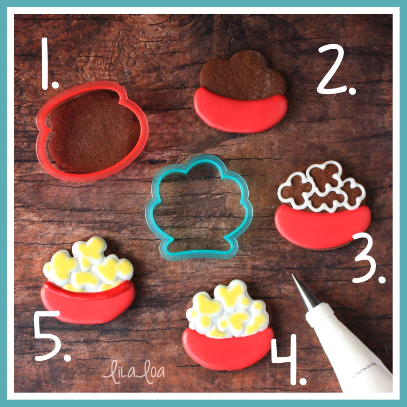 How To Make Decorated Popcorn Bowl Sugar Cookies