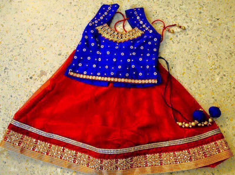 Red Color Designer pattu langa blouse - Pattu Langas For Babies