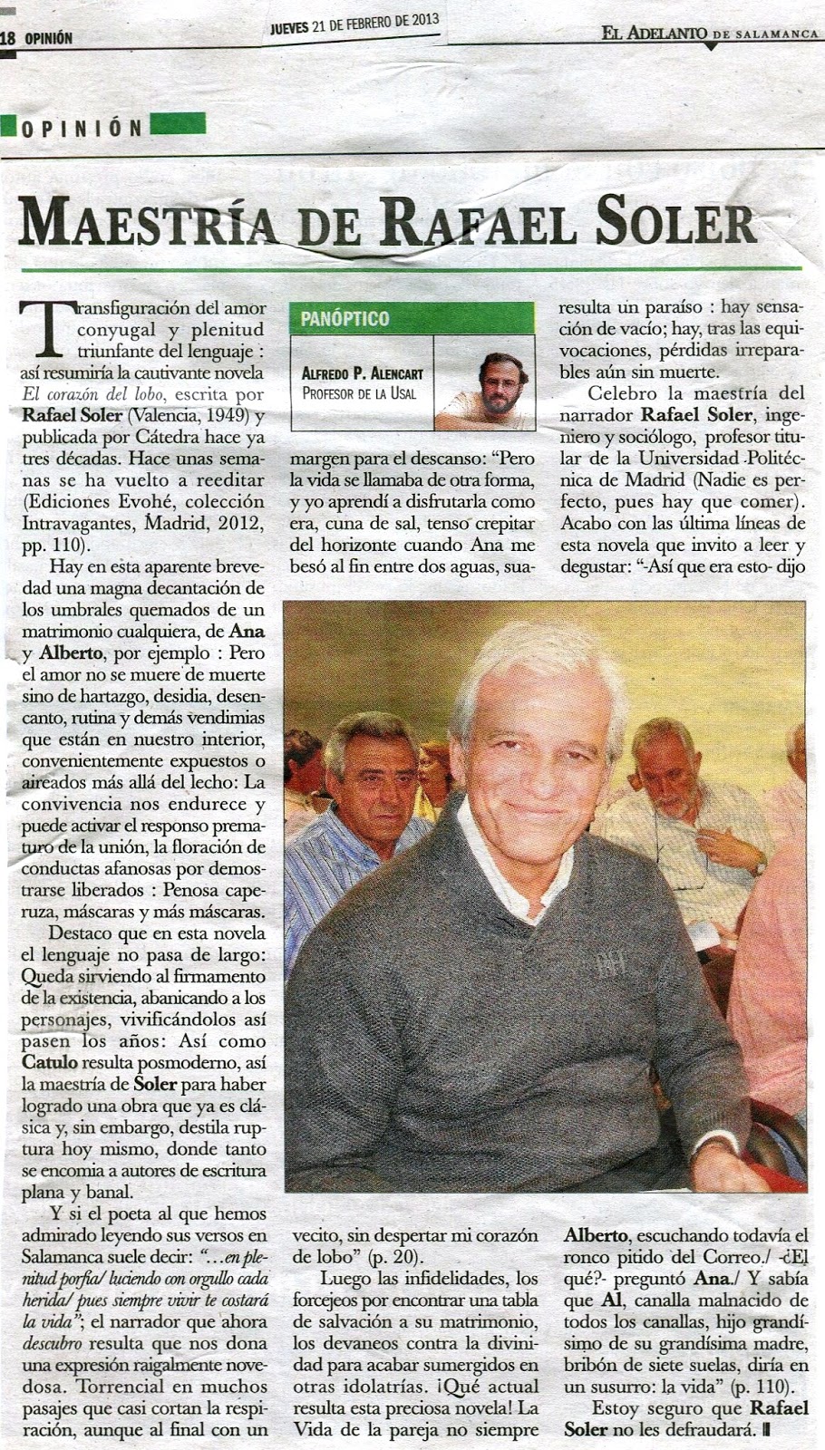 Julio Castelló: Rafael Soler, e Intravagantes, de enhorabuena