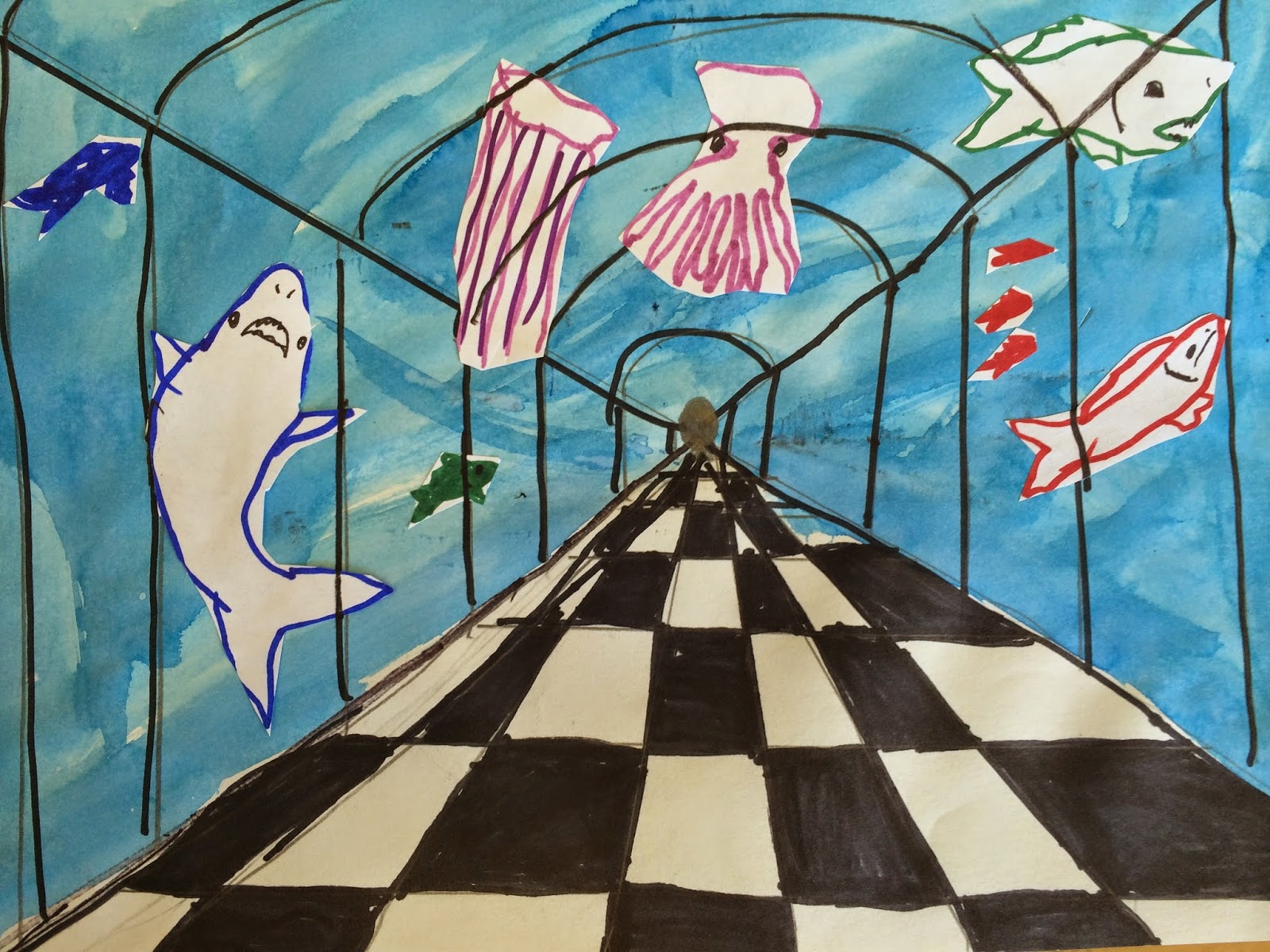 Sacred Heart art room: One Point Perspective Aquarium
