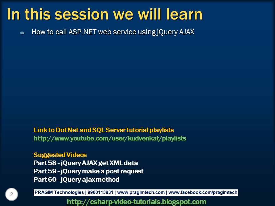 Sql Server Net And C Video Tutorial Calling Web Services Using Jquery Ajax
