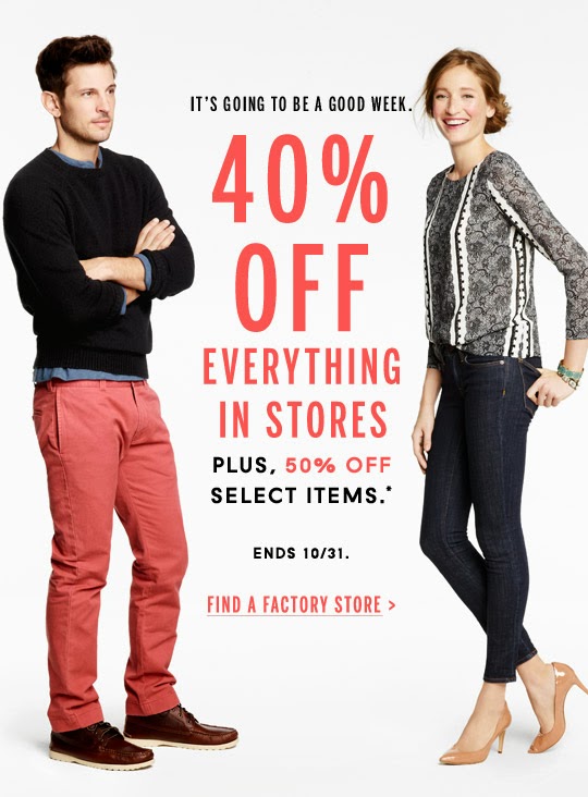 J.Crew Aficionada: Big Factory Sale: 40% Off Everything in Stores