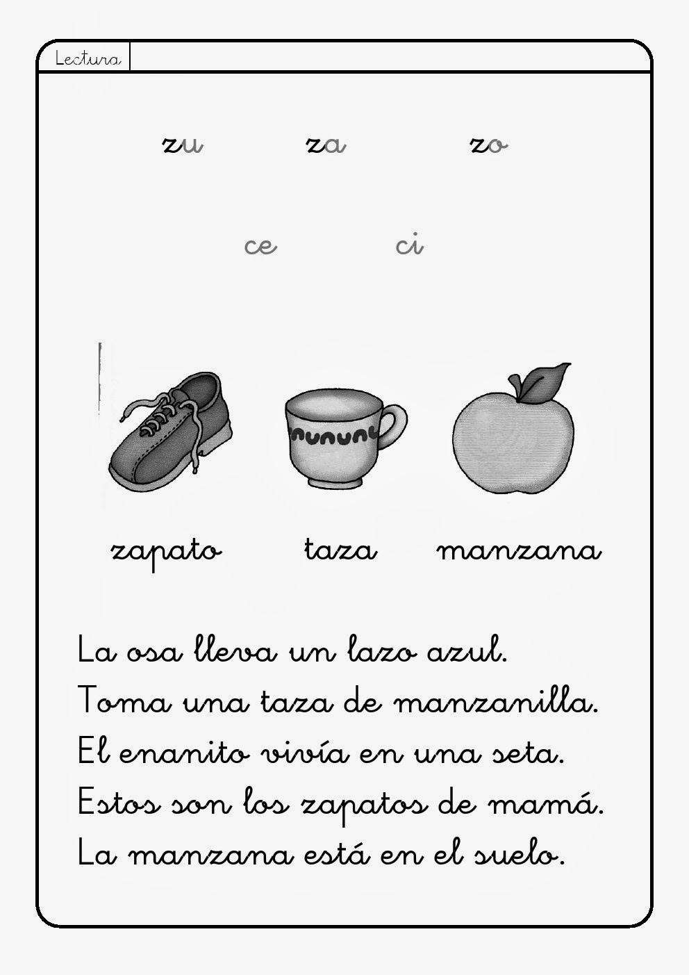 MIS PEQUES DE 4 AÑOS B: LECTURA LETRA Z